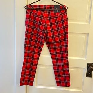 GAP Factory | Pants & Jumpsuits | Nwt Gap Red Plaid Cropped Pants ...